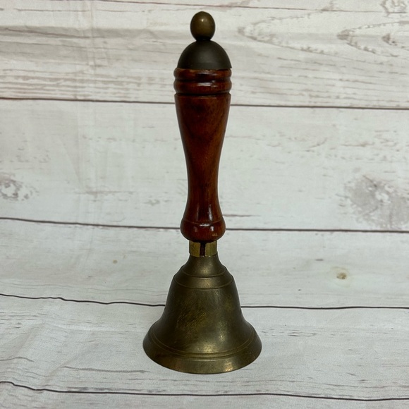 Other | Dinnerteacher Bell Brass Colored With Wood Handle Made In India ...